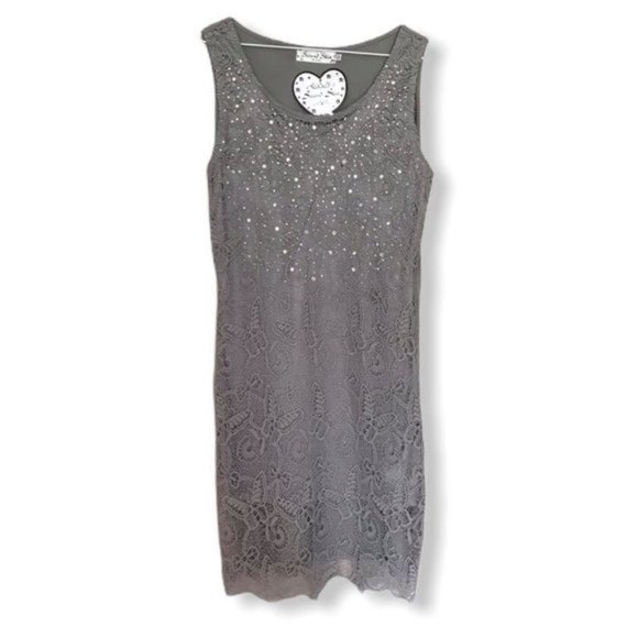 Second Skin | Dresses | Second Skin Sequin Butterfly Gray Dress 92s New ...